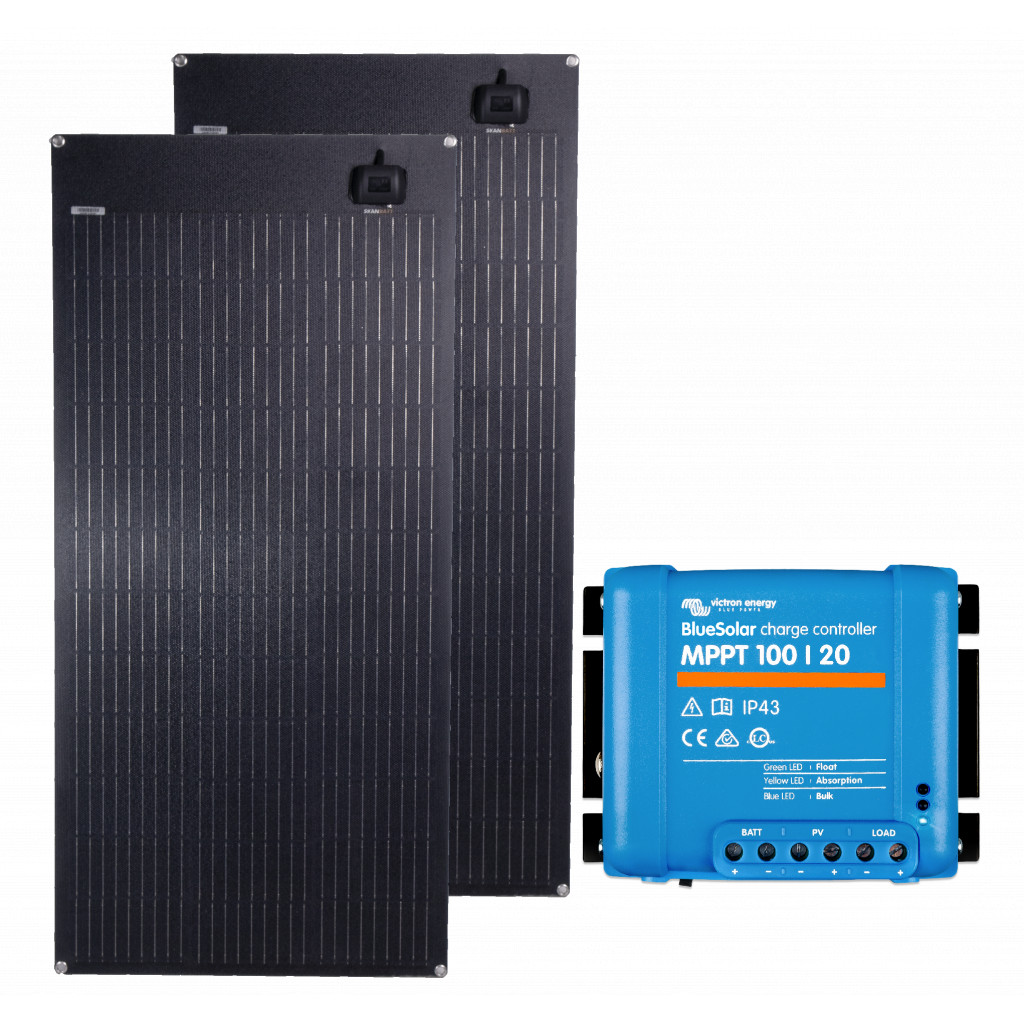 SKAN-VIC SFLEX 220W (2x110W) Flexipanel komplett kit med VICTRON MPPT ...