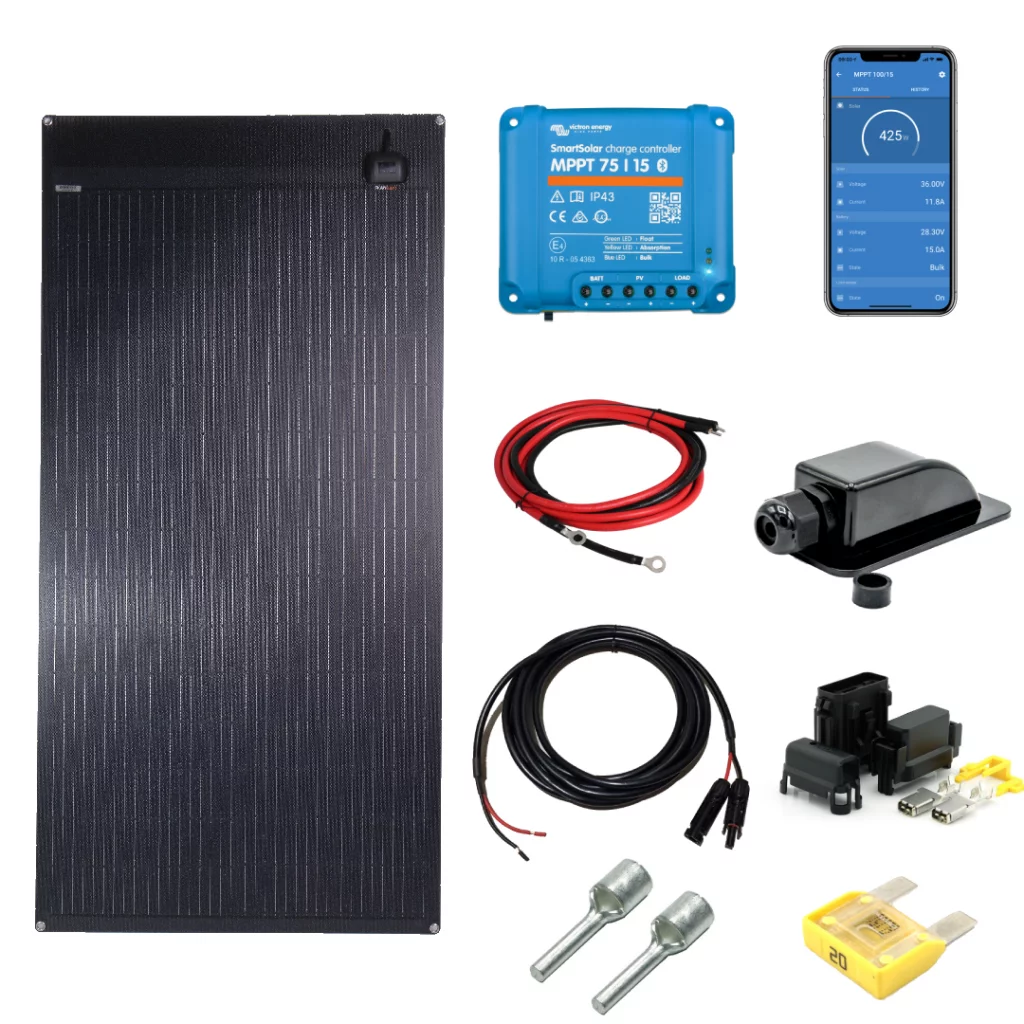 SKAN-VIC SFLEX 200W Flexipanel komplett kit med VICTRON MPPT 75/15 ...
